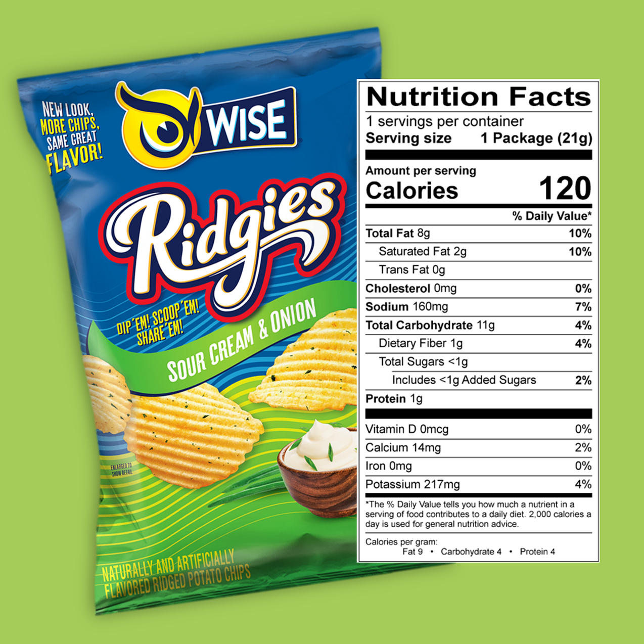 Ridgies Sour Cream & Onion — Wise Snacks