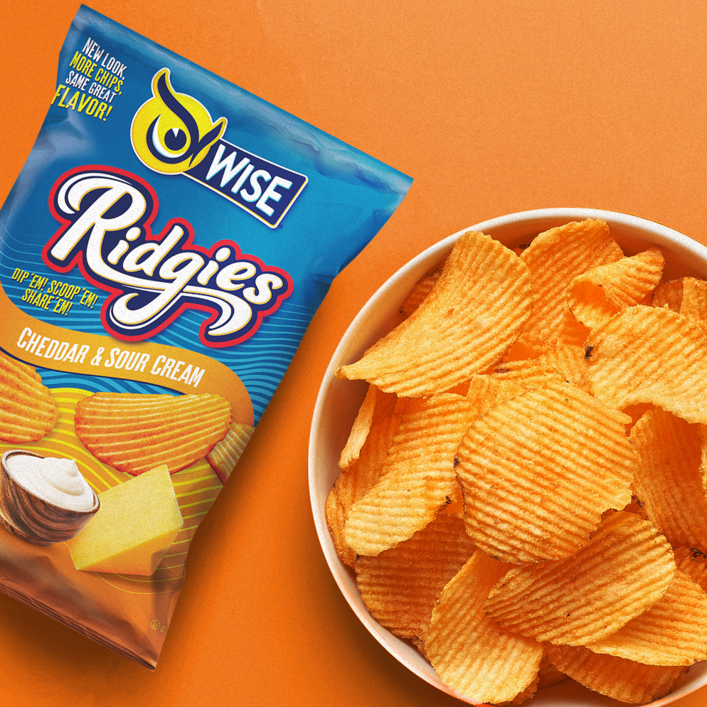 Ridgies Potato Chips Cheddar and Sour Cream — Wise Snacks