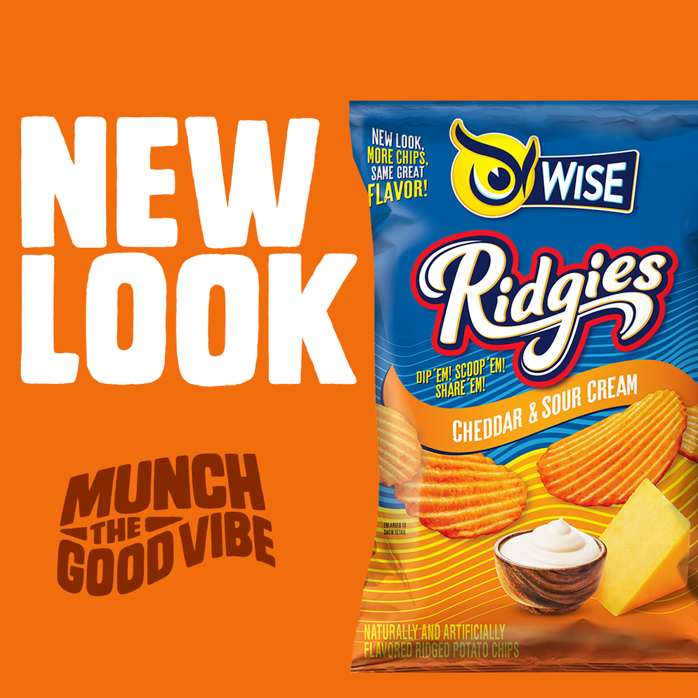Ridgies Potato Chips Cheddar and Sour Cream — Wise Snacks